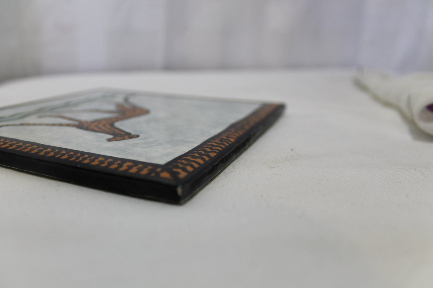 Vintage Cheetah Hand Painted Ceramic Tile Trivet | Etsy