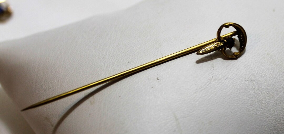 Beautiful Edwardian George L. Paine Gold Stick Pin With Ruby or Garnet ...