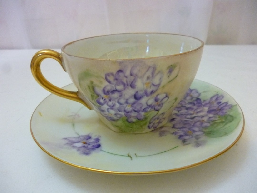SALE Vintage Porcelain Cup & Saucer, Peerless Germany, Violets - Etsy