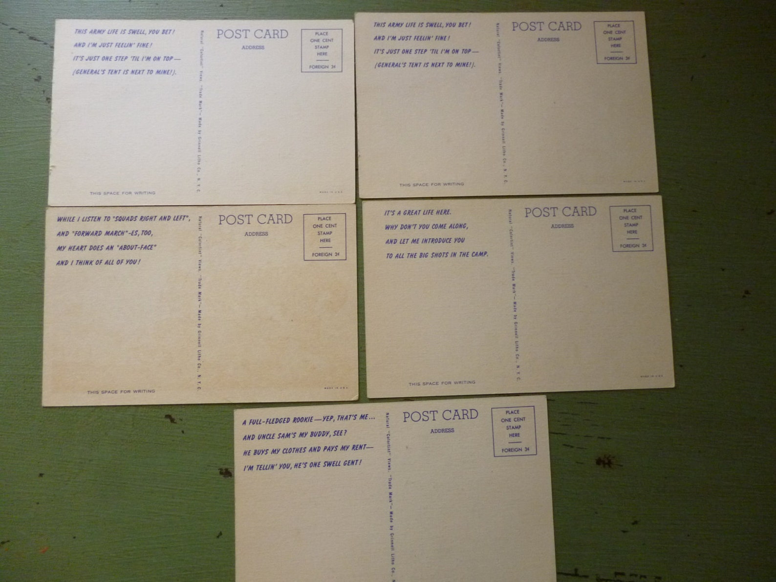 SALE Set of 5 WWII Linen Finish Cute Army Postcards Unused | Etsy
