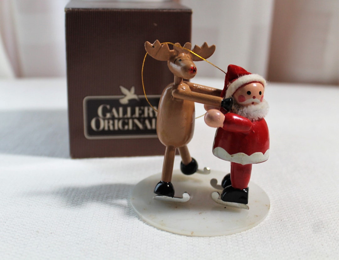 RARE Vintage AVON Santa With Reindeer on Ice Christmas Ornament ...