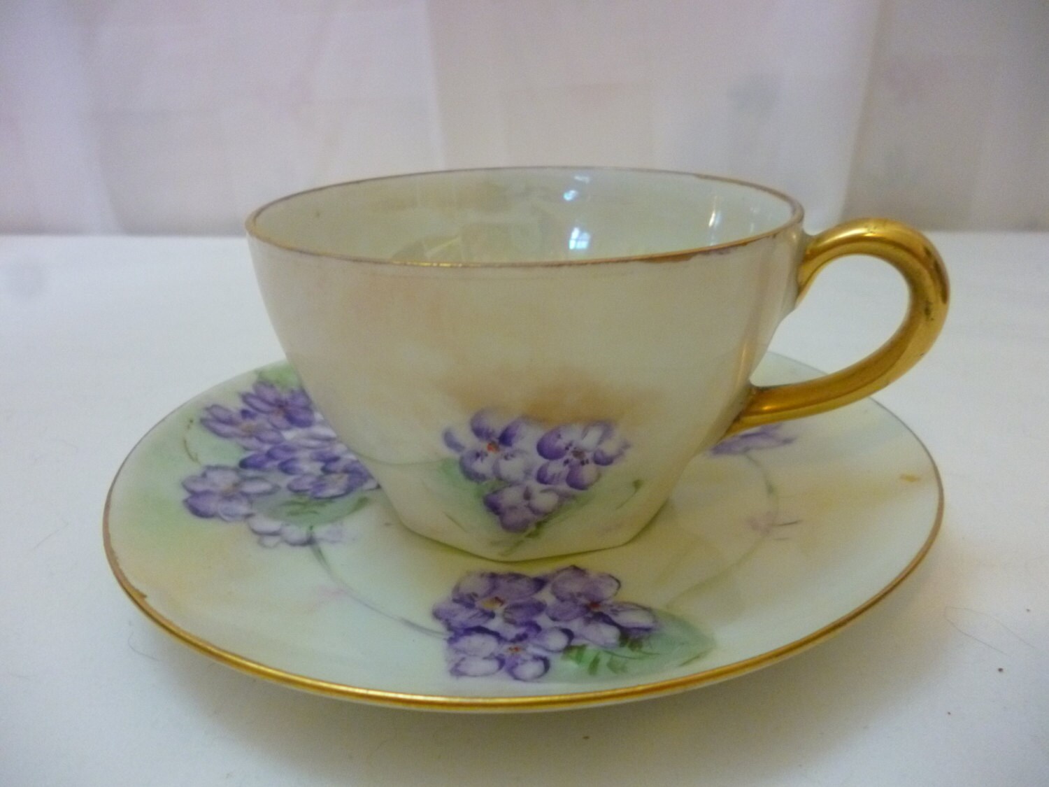 SALE Vintage Porcelain Cup & Saucer Peerless Germany Violets - Etsy