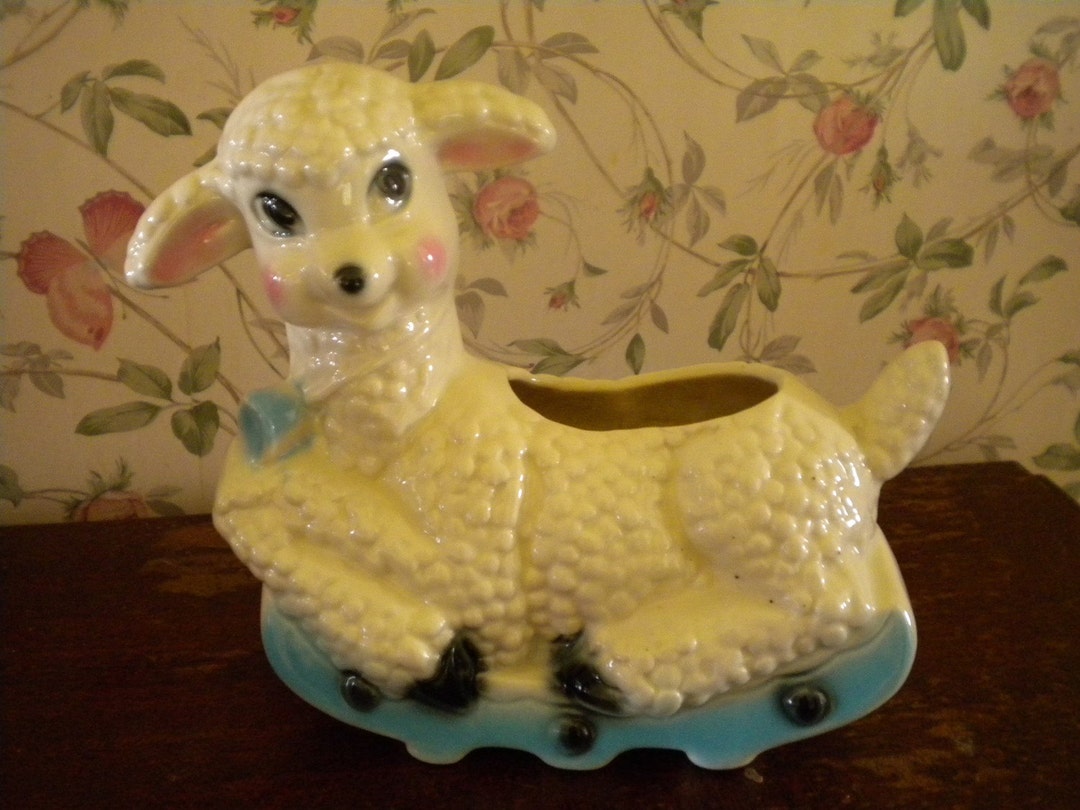 SALE Vintage Cameron Clay Products Nursery Rocking Lamb Planter - Etsy