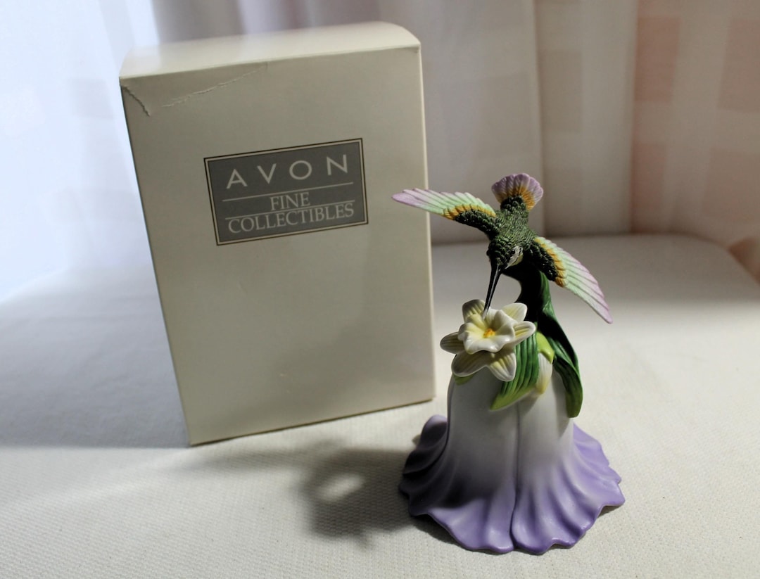 AVON Porcelain Hummingbird and Flower Bell, Avon Fine Collectibles ...