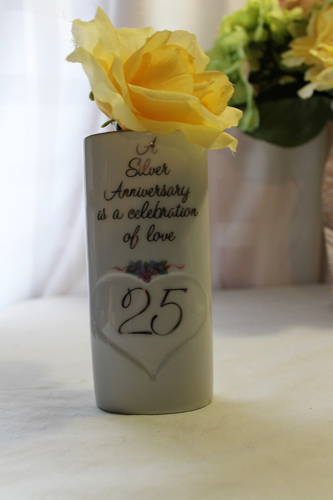 Vintage WWA Porcelain Bud Vase 25th Anniversary Silver - Etsy
