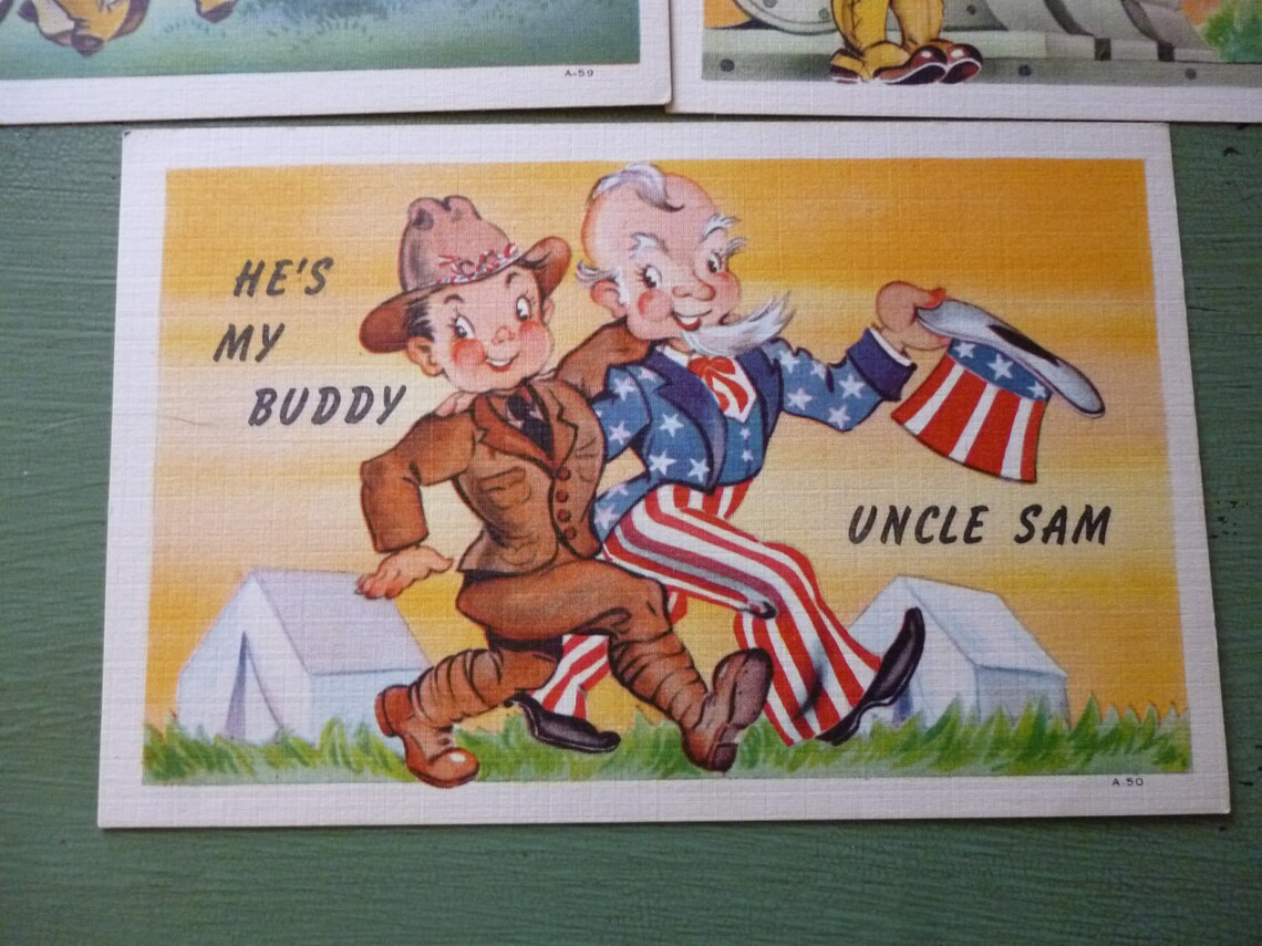 SALE Set of 5 WWII Linen Finish Cute Army Postcards Unused | Etsy