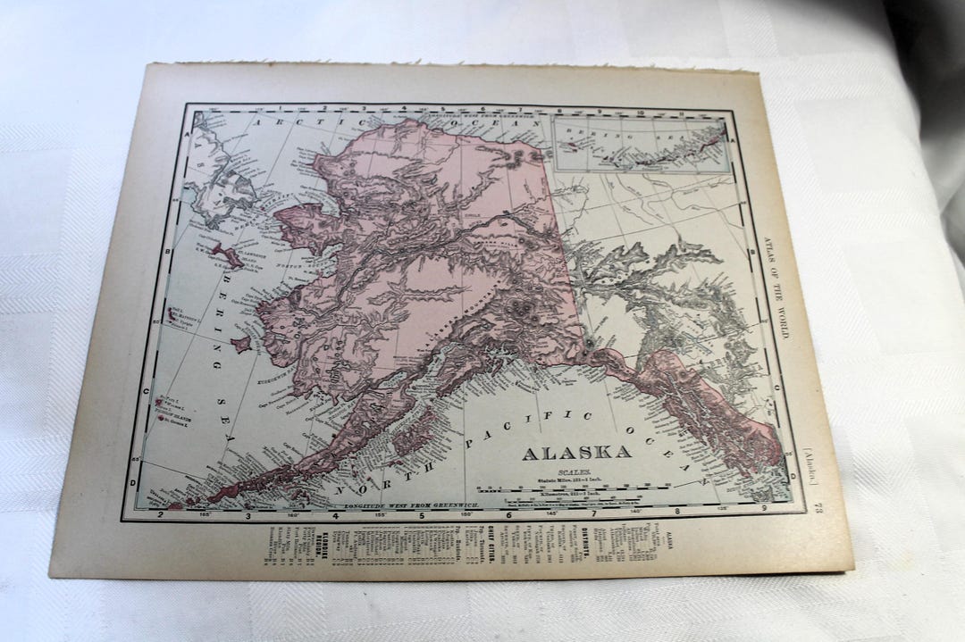 Antique Map, Alaska, British North America (canada), Boston Journal ...
