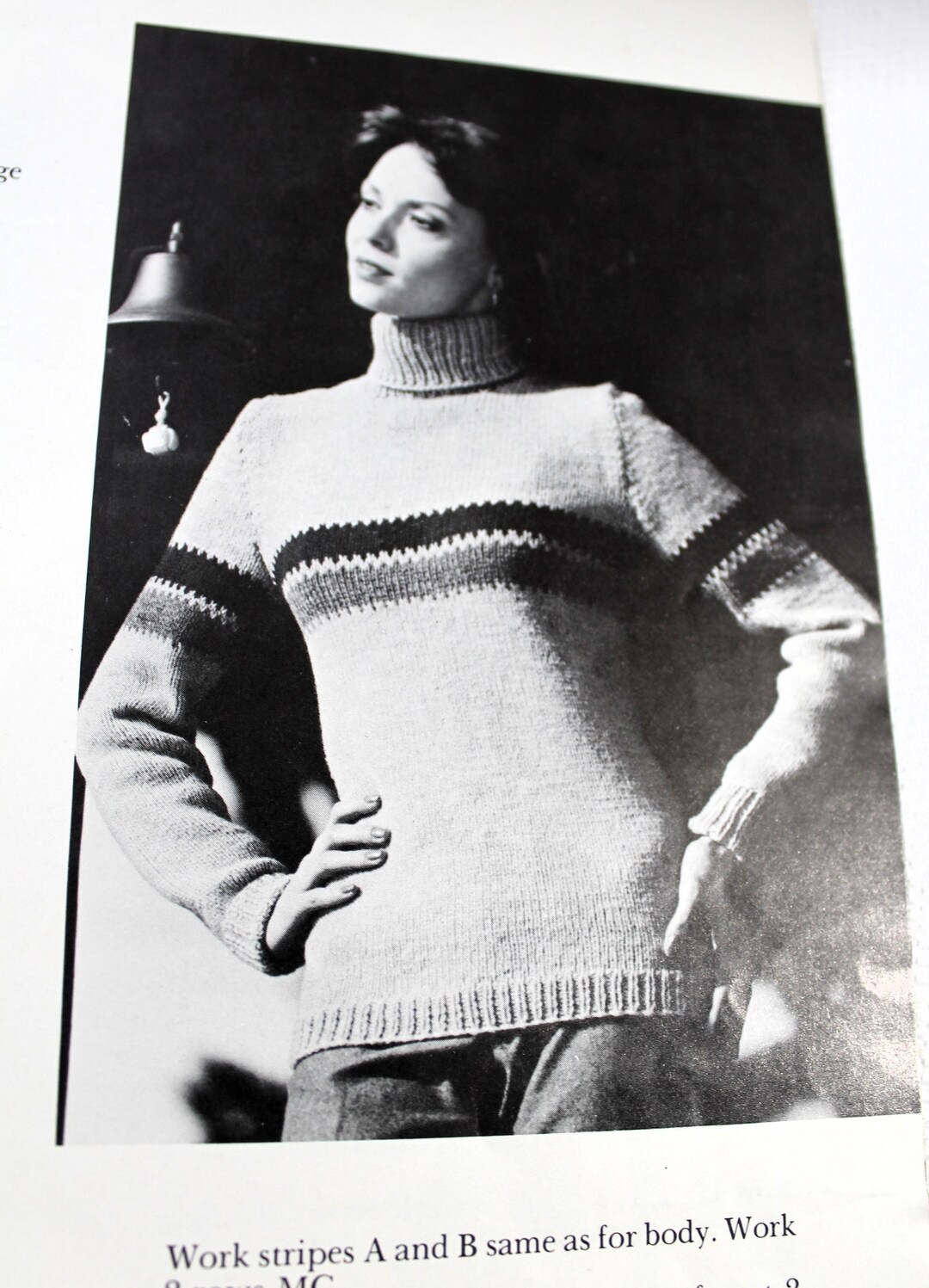 DIGITAL DOWNLOAD - Bates Striped Turtleneck Pullover Sweater Pattern ...