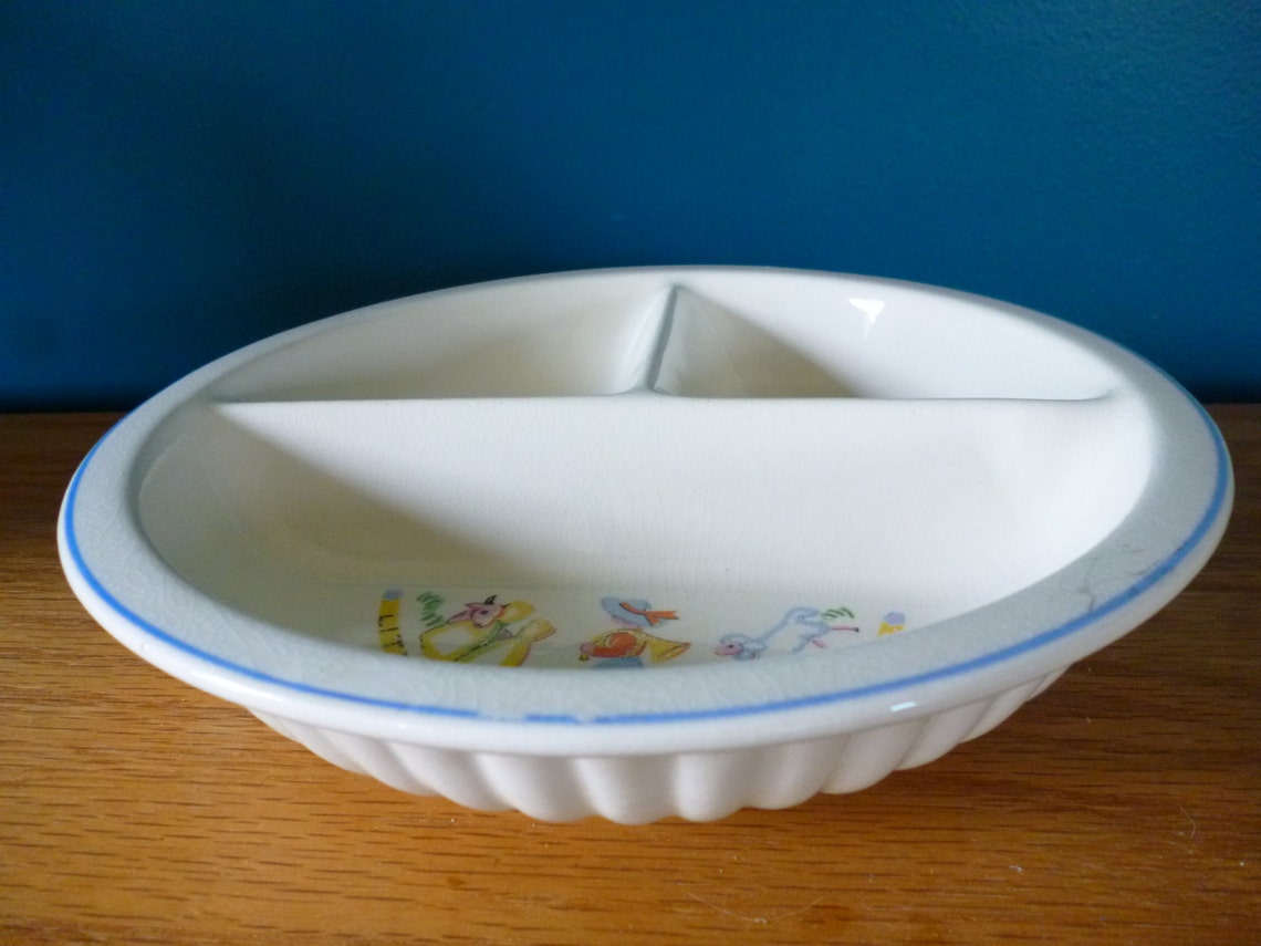Mid Century Little Boy Blue Divided China Baby Dish - Etsy