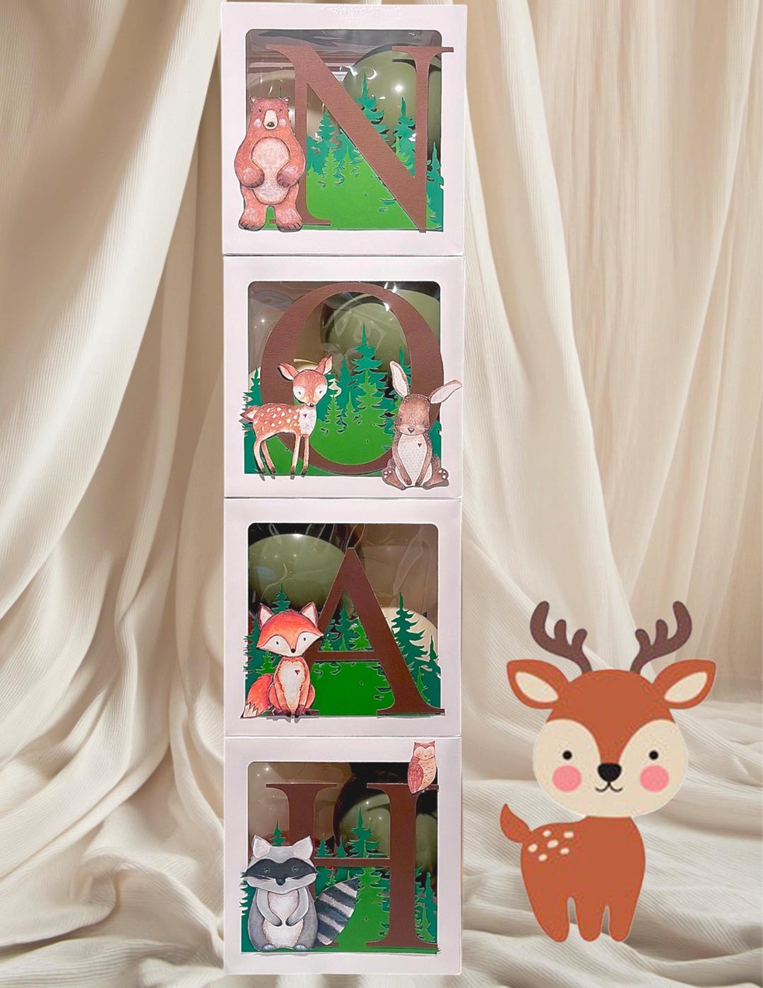 Woodland Baby Shower Photoprop Boxes With Letters, Photo Prop, Balloon ...