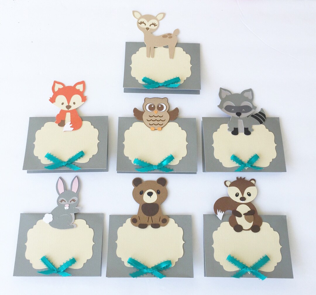 Woodland Animals Place Cards, Woodland Baby Shower Decorations ...