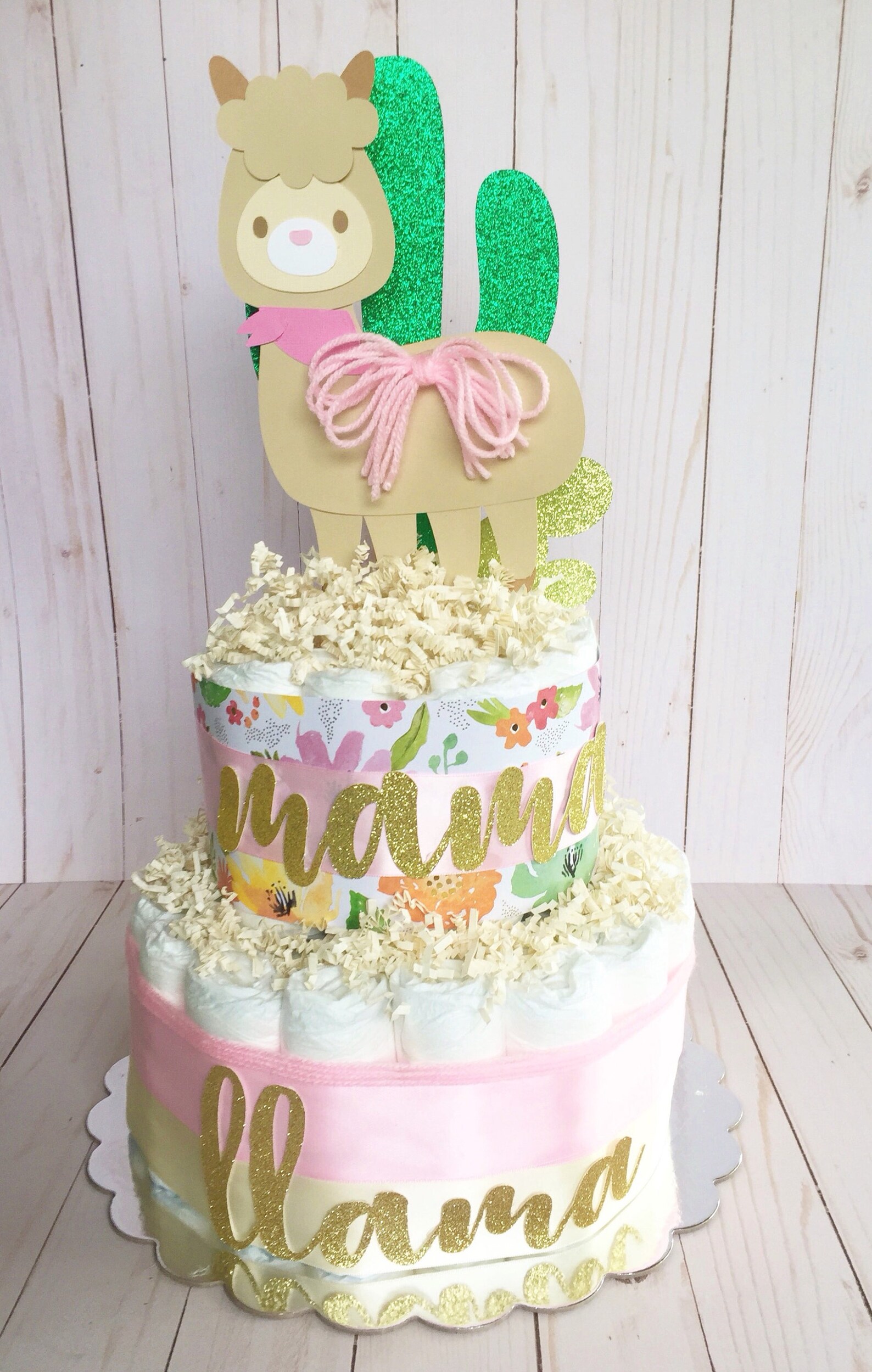 Girl Llama Baby Shower Decorations Diaper Cake, Llama Baby Shower ...