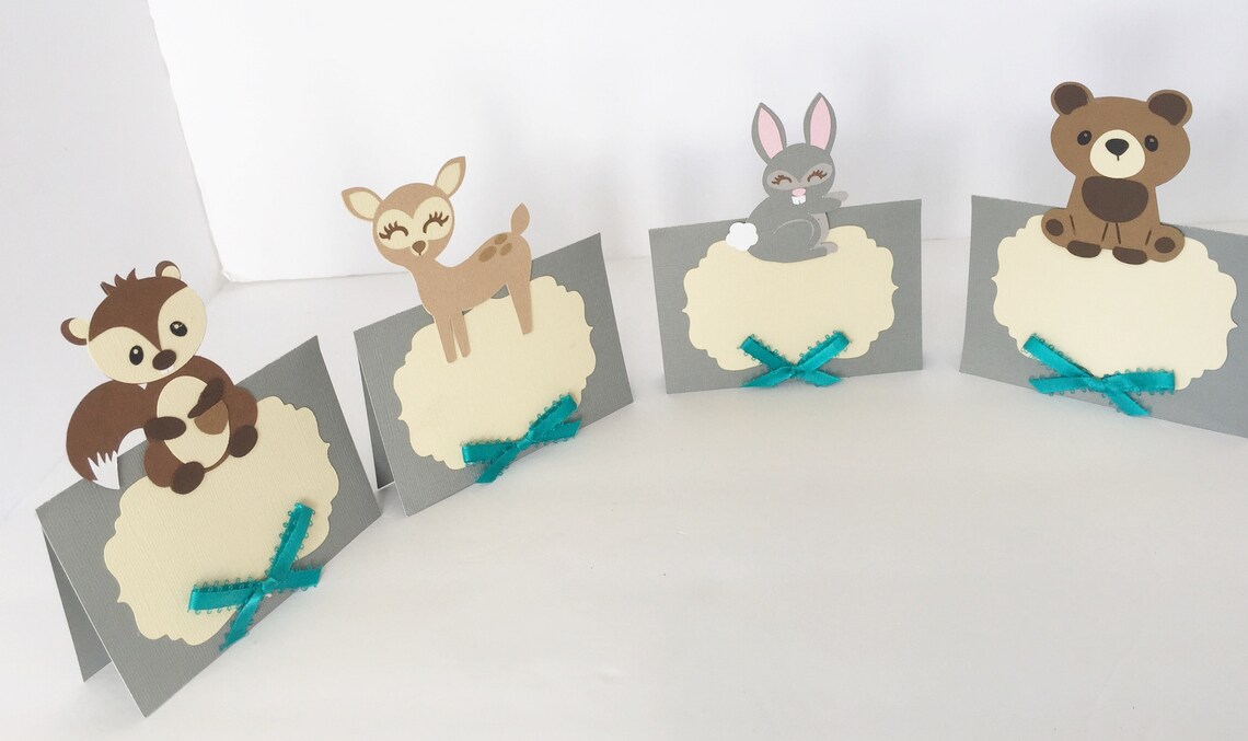 Woodland Animals Place Cards, Woodland Baby Shower Decorations ...