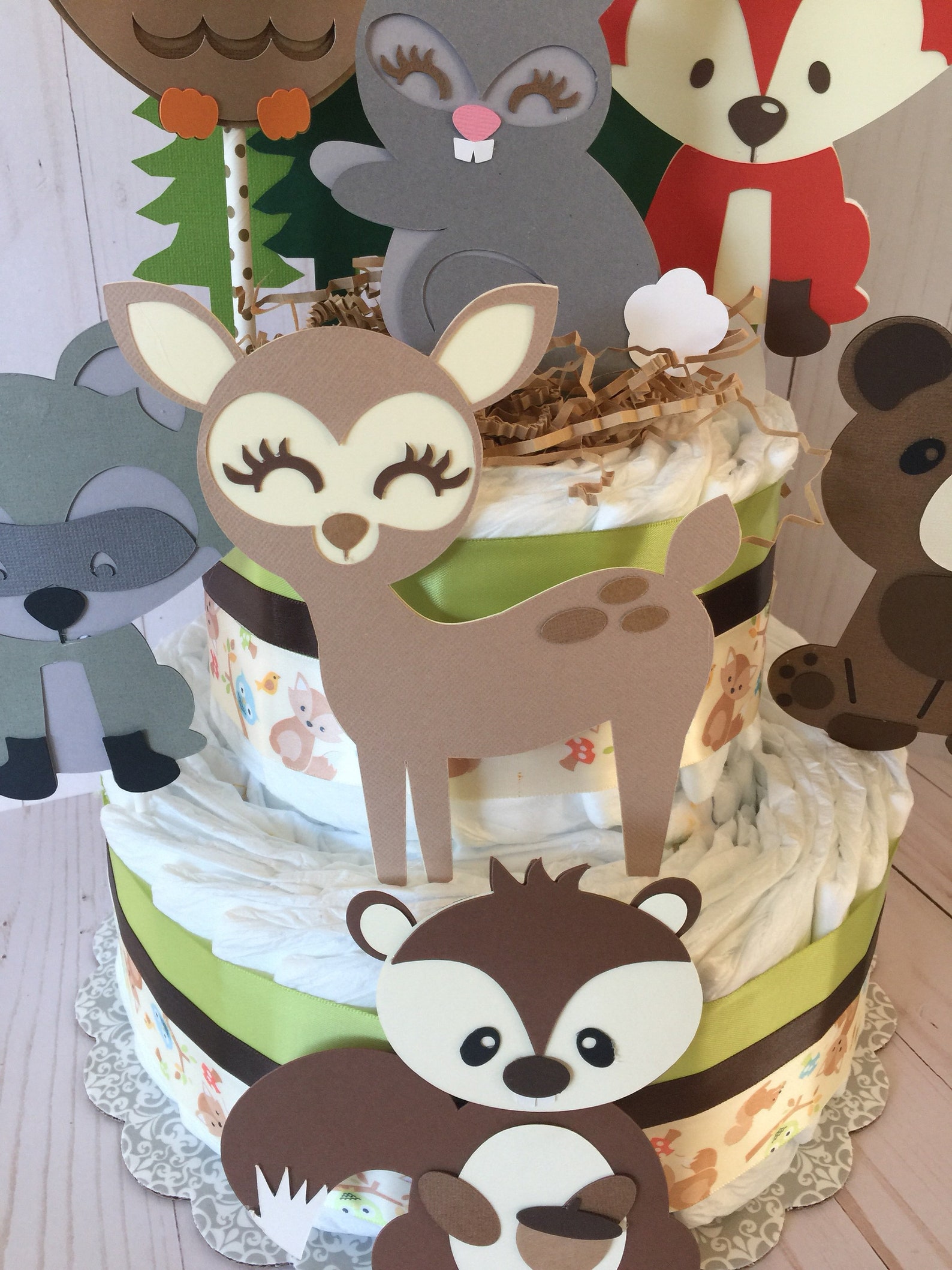Woodland Diaper Cake Forest Animals Baby Shower Diaper Cake - Etsy