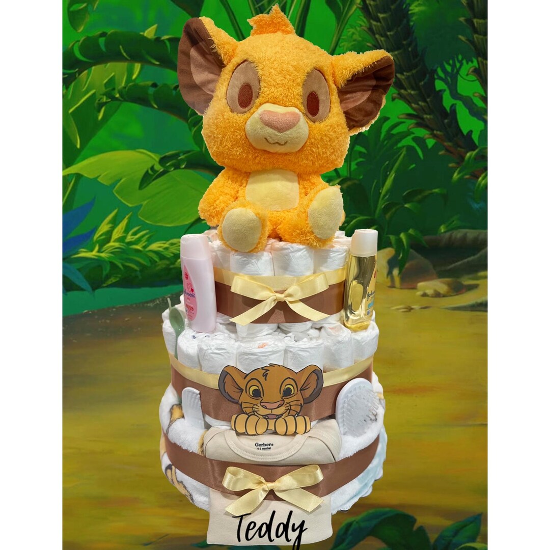Large Baby Lion Diaper Cake, Baby Simba, King Lion Baby Shower, Lion ...