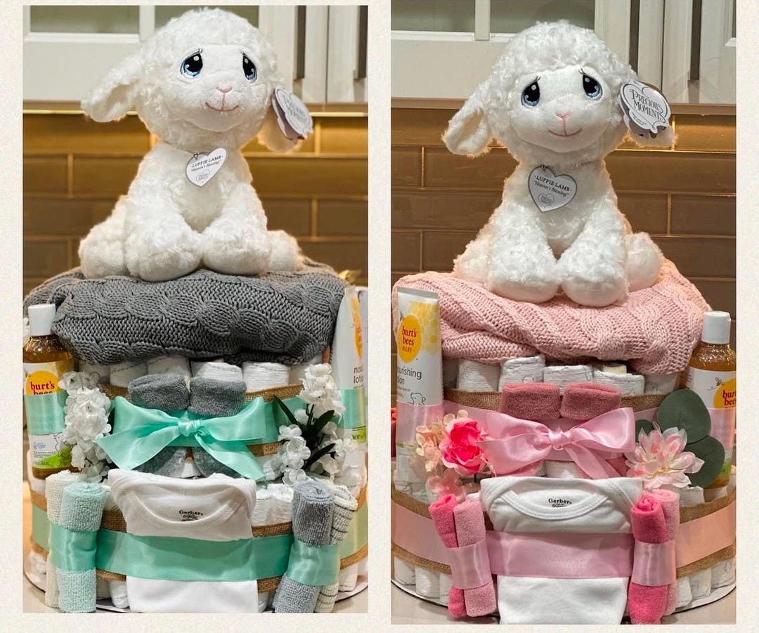 Little Lamb Diaper Cake, Baby Shower Diaper Cakes, Nursery Rhyme Mary ...