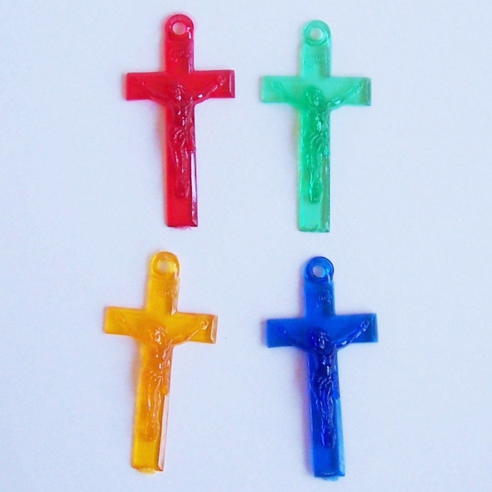 4 Plastic Crucifix Cross Charms Plastic Relief 4 Colors - Etsy