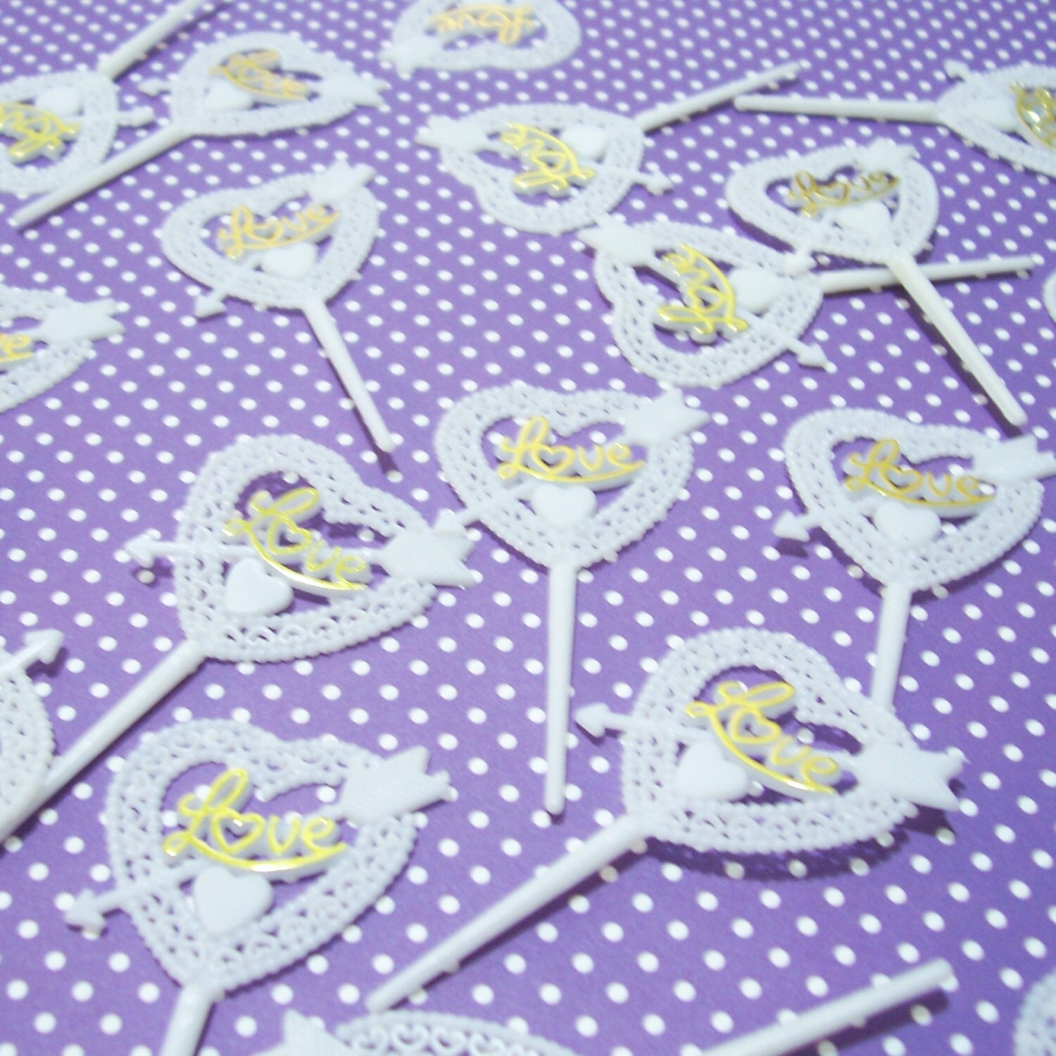 24 White Love Heart Cupcake Picks | Etsy