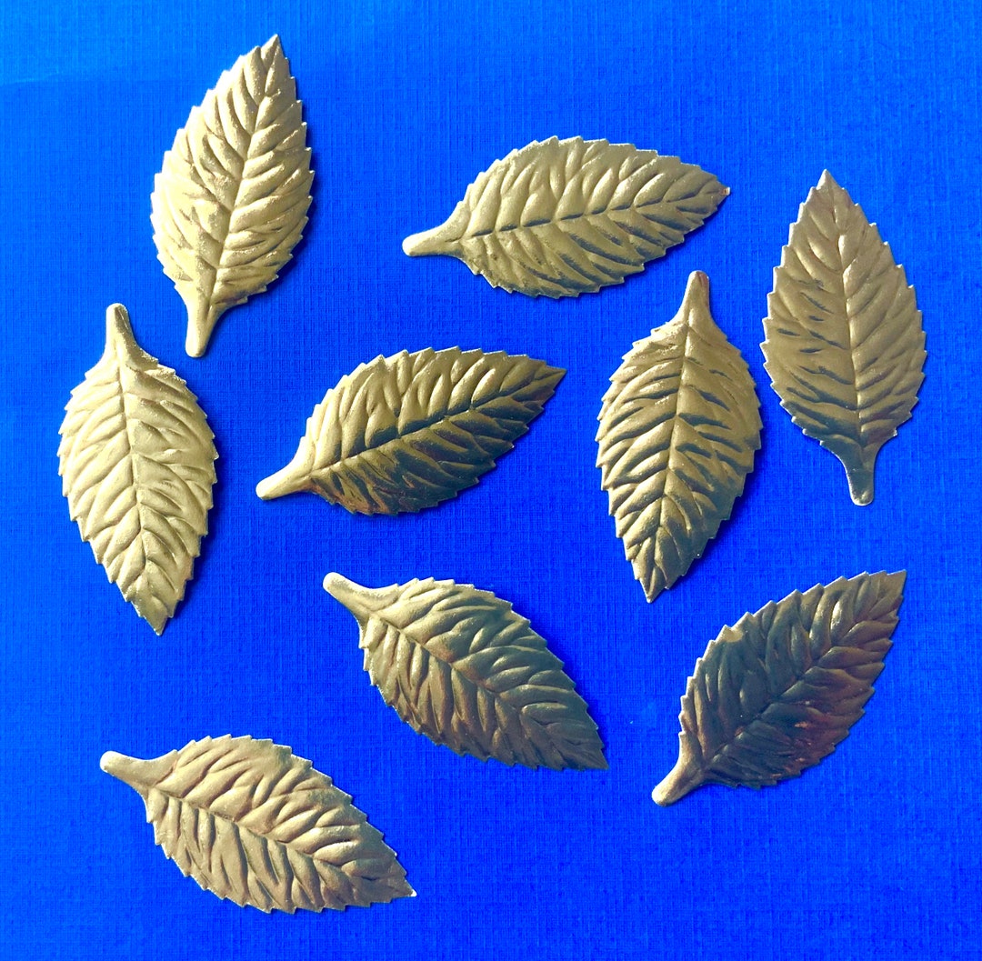 16 Gold Foil Paper Leave Cupcake Toppers 1 15/16” by 7/8” W New Old ...