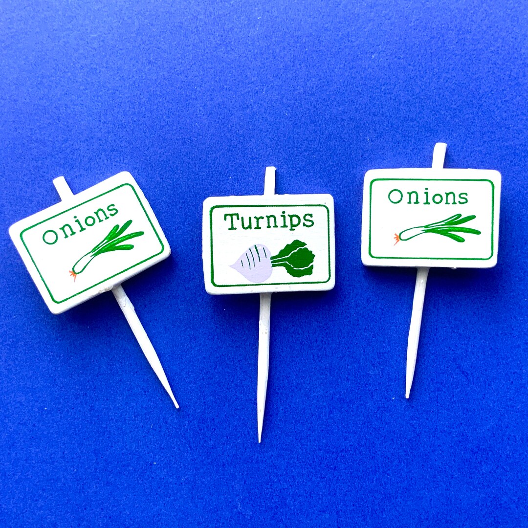 Three Garden Sign Picks Wood 2 - Etsy