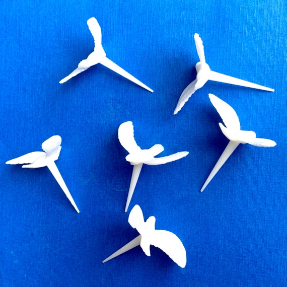 6 White Doves Miniature Picks Cake Toppers 1.25 Wide New - Etsy