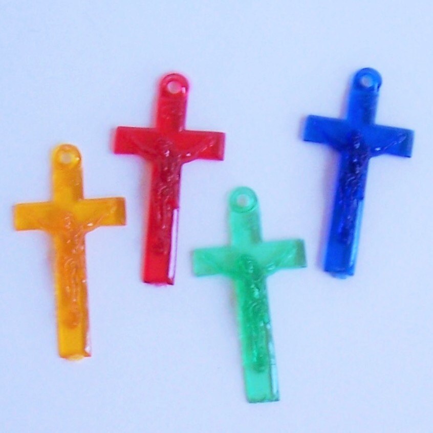 4 Plastic Crucifix Cross Charms Plastic Relief 4 Colors - Etsy