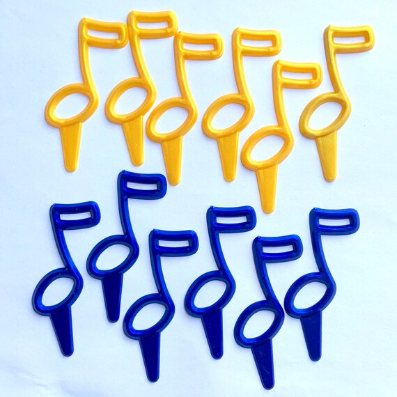 12 Yellow and Blue Music Note Picks Cupcake Toppers | Etsy