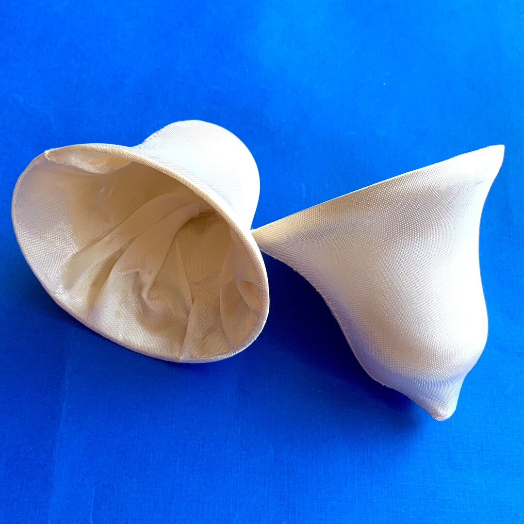 2 Vintage Satin Fabric Bells Ornaments Decorations Beige 2 1/4 “ Tall ...