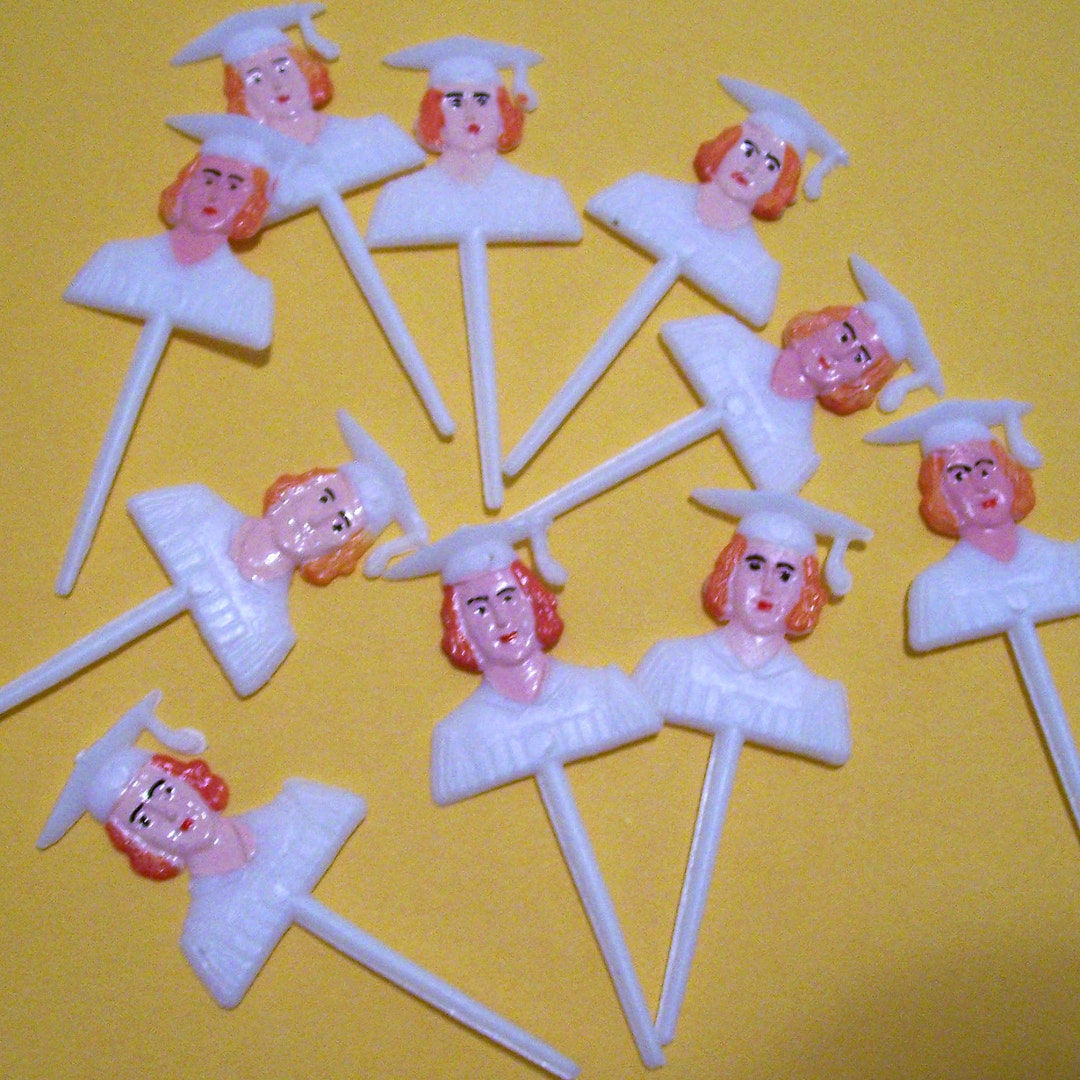 12 Girl Graduation Picks Cupcake Picks Vintage - Etsy