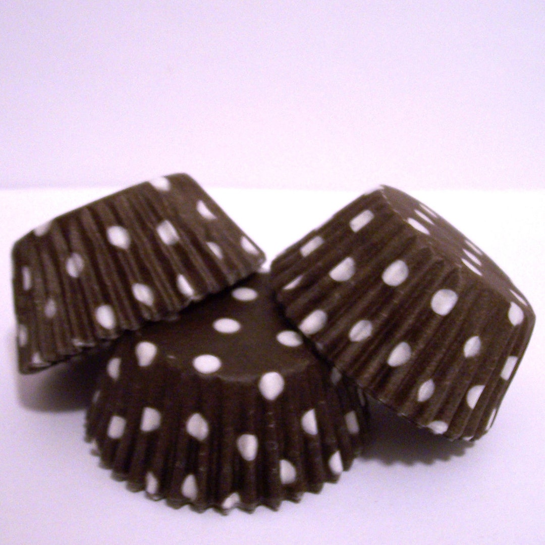 100 Mini Brown Polka Dot Baking Cups- Candy Liners - Etsy