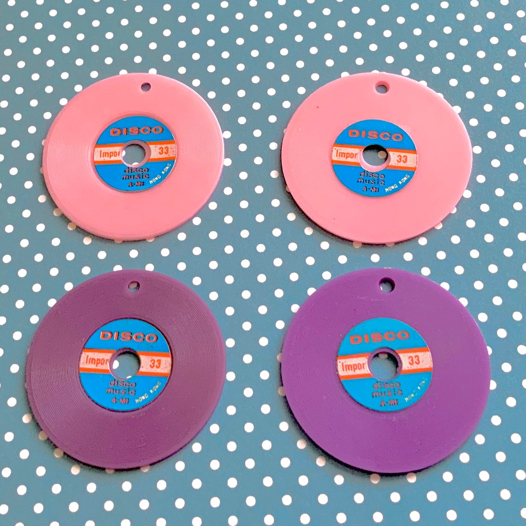 4 Vintage Disco Record Charms - Etsy