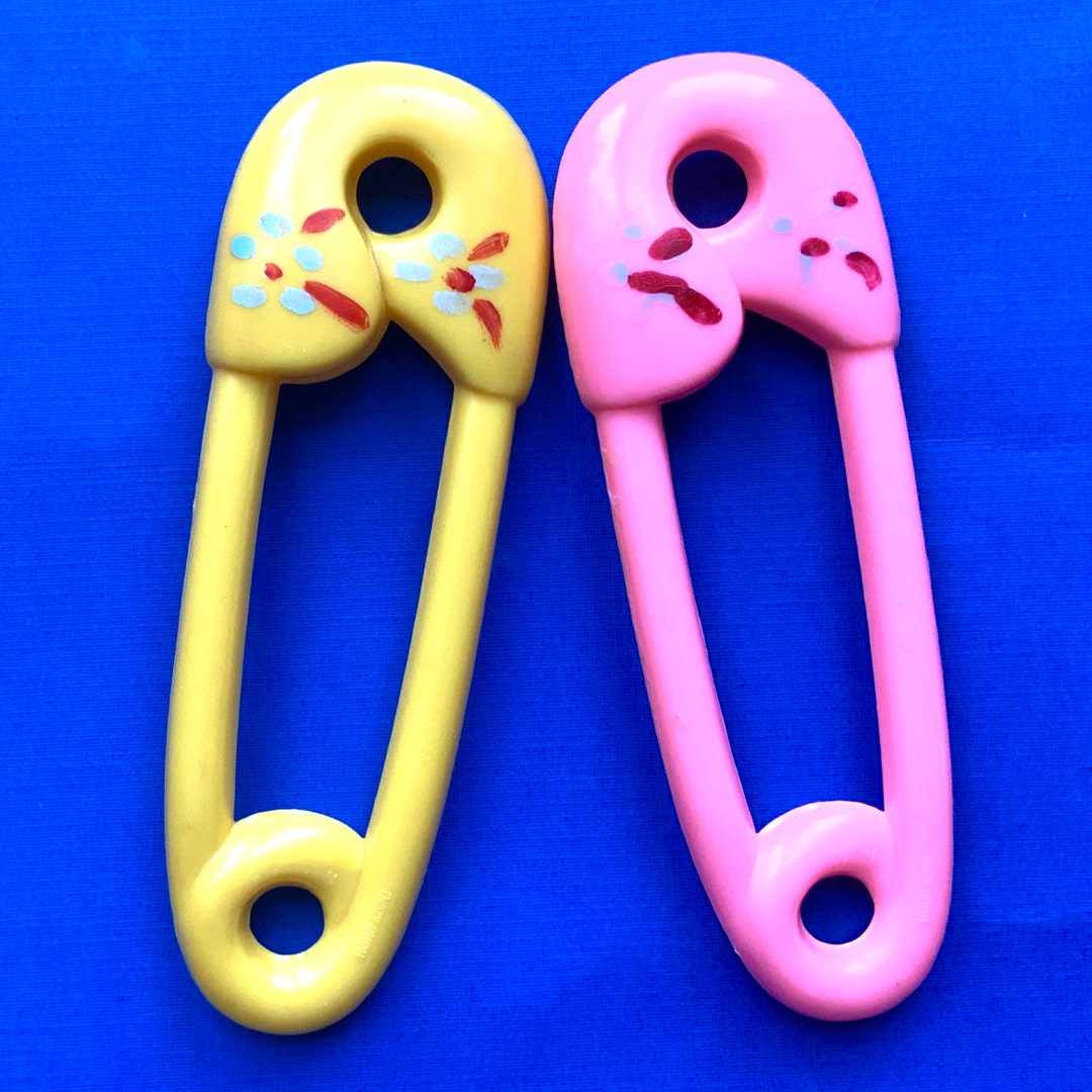 Two Baby Diaper Pin Rattles Cake Topper Decoration 4 1/2 High Vintage ...