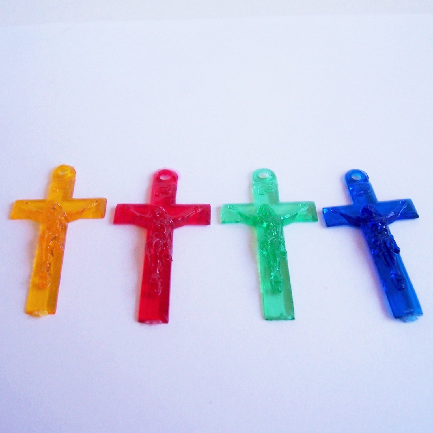 4 Plastic Crucifix Cross Charms Plastic Relief 4 Colors - Etsy