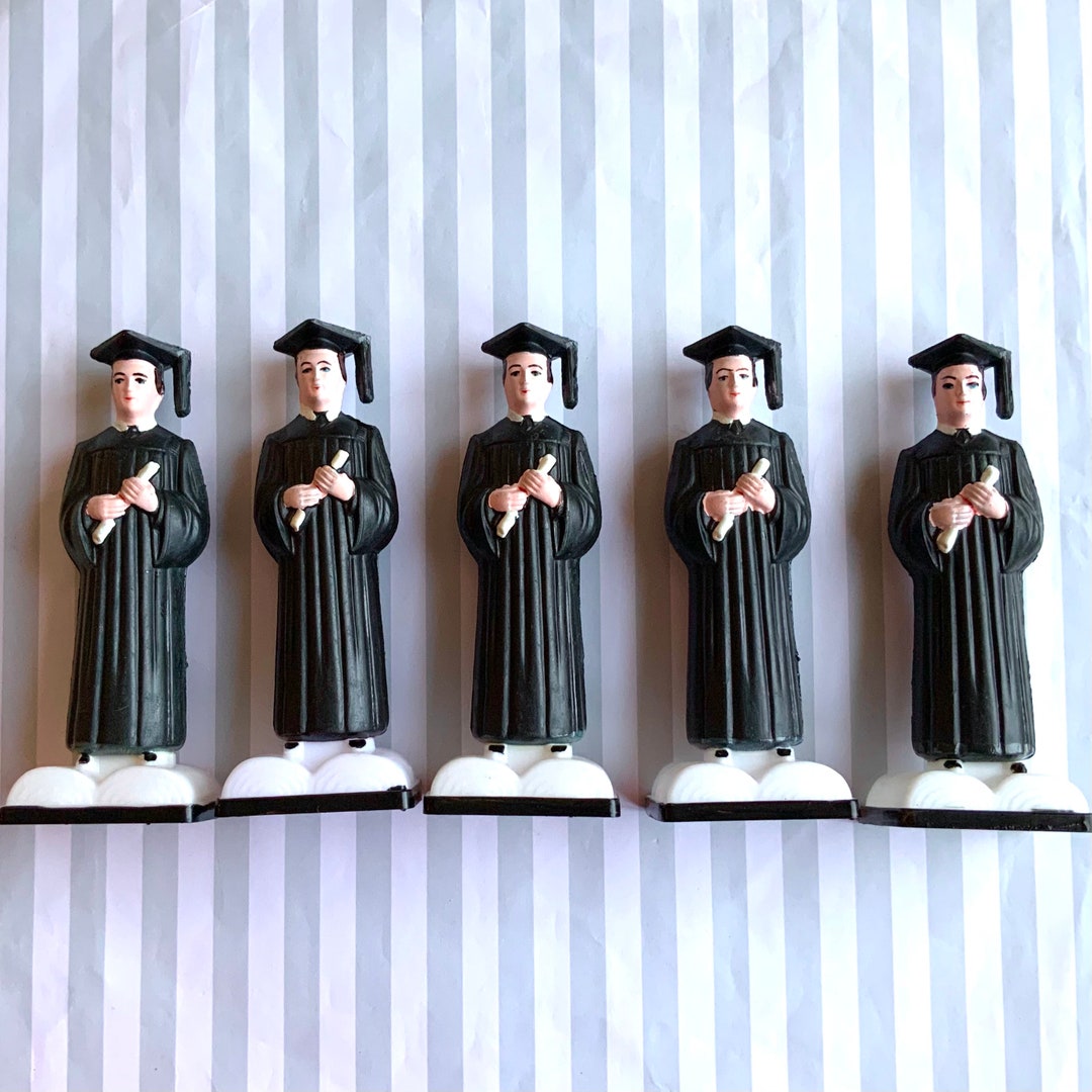 5 Graduate Cake Toppers Male NOS - Etsy