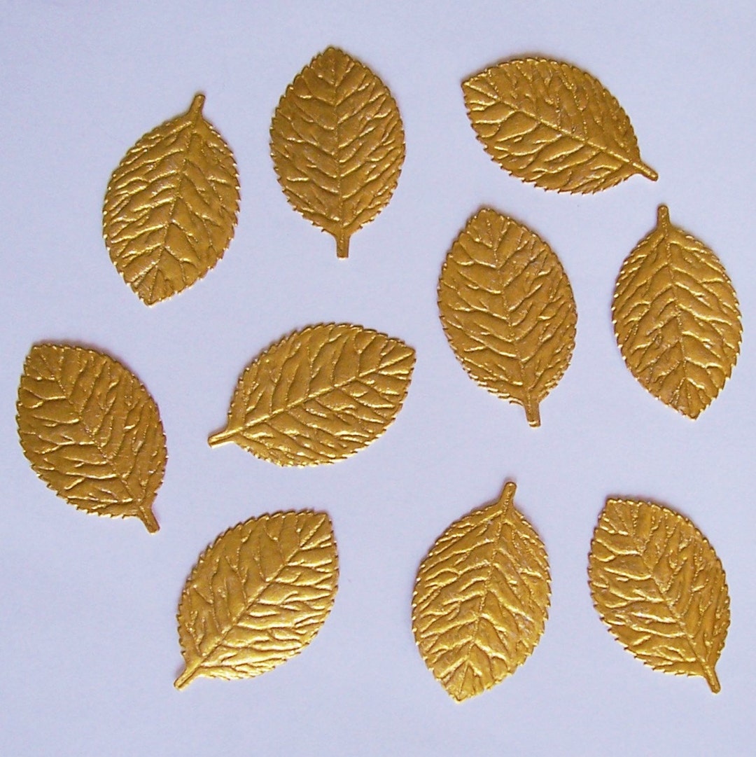 10 Gold Foil Paper Leave Cupcake Toppers 1 5/8 Inches Long 1" Wide New ...