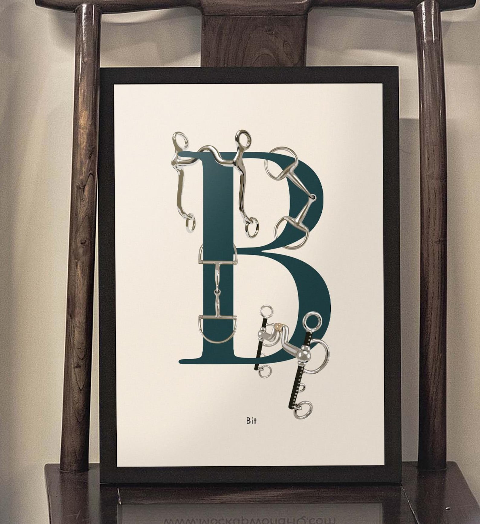 B for Bit - Elegant Horse Alphabet Poster in Teal and Cream ...