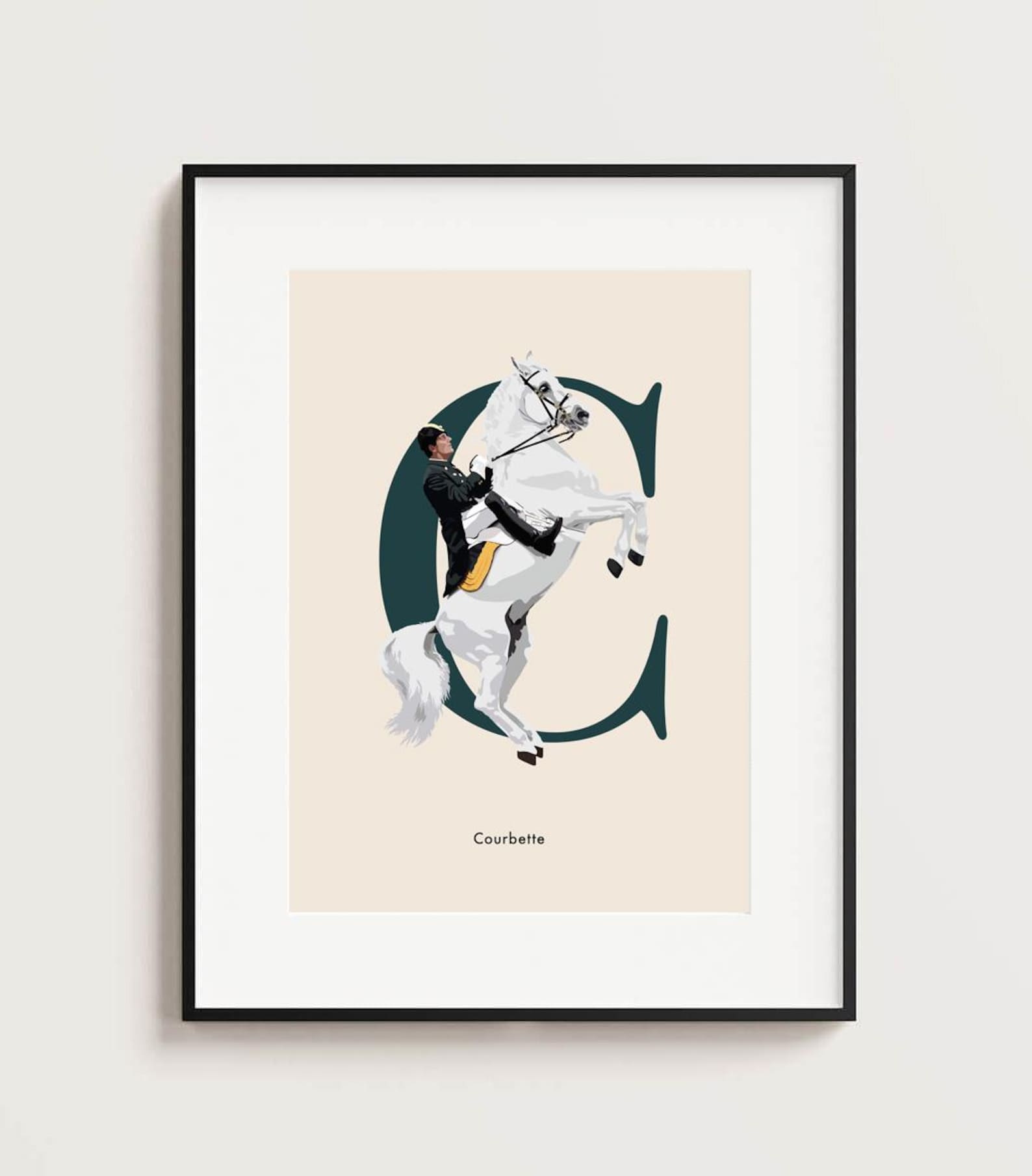 C for Courbette - Elegant Horse Alphabet Poster in Teal and Cream ...