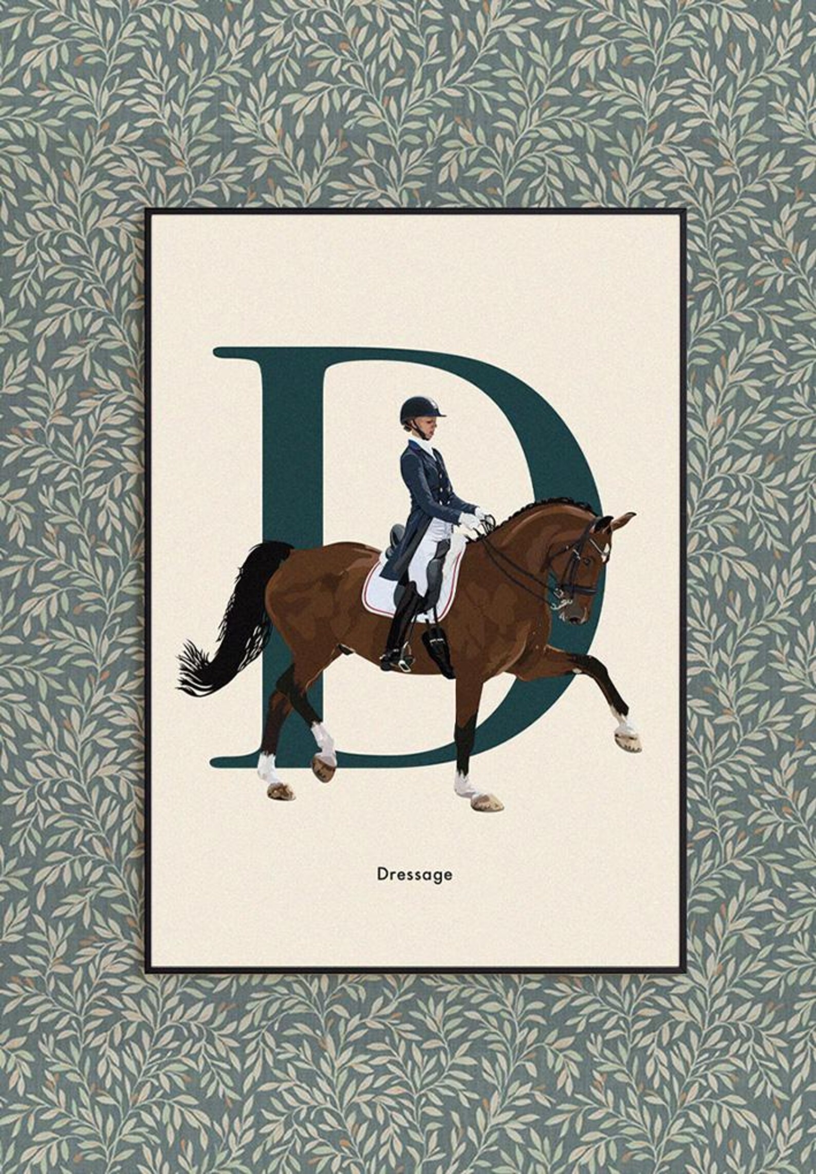 D for Dressage - Elegant Horse Alphabet Poster in Teal and Cream ...