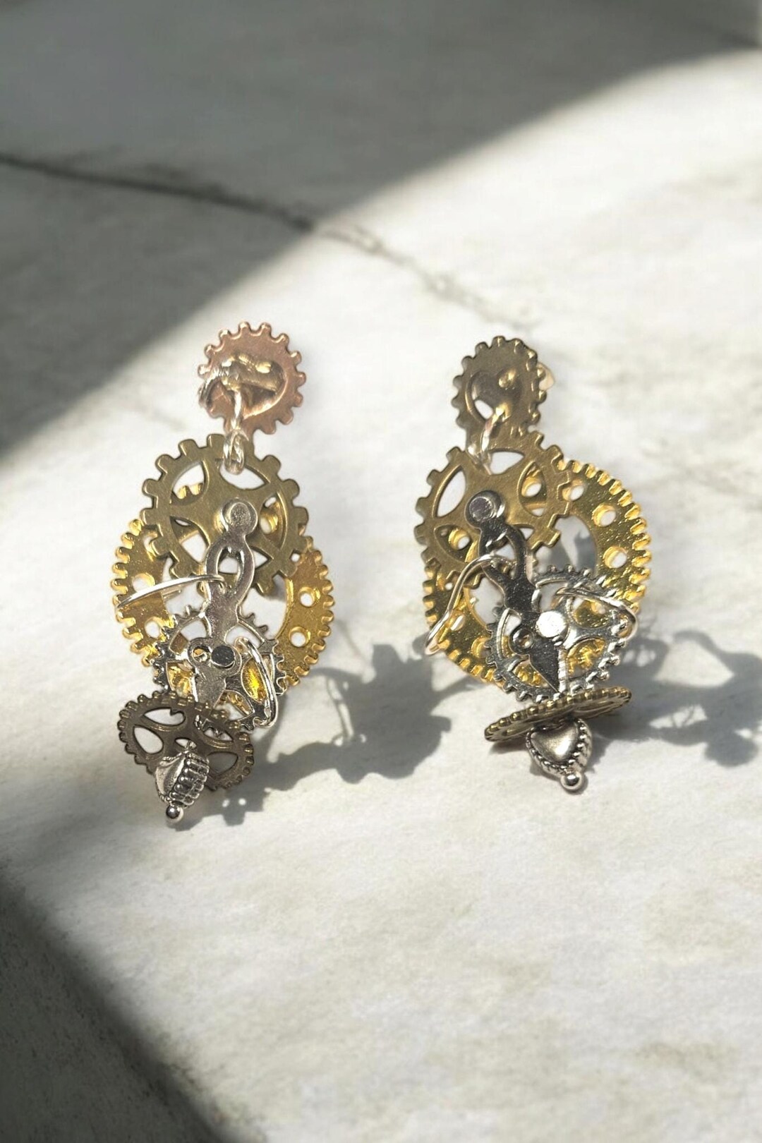 Steampunk Stud Earrings With Gears Vintage Jewelry, Unique Design - Etsy