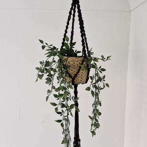 Macrame Plant Hanger, Black Color Cord and Beads. Boho Home Decor ...