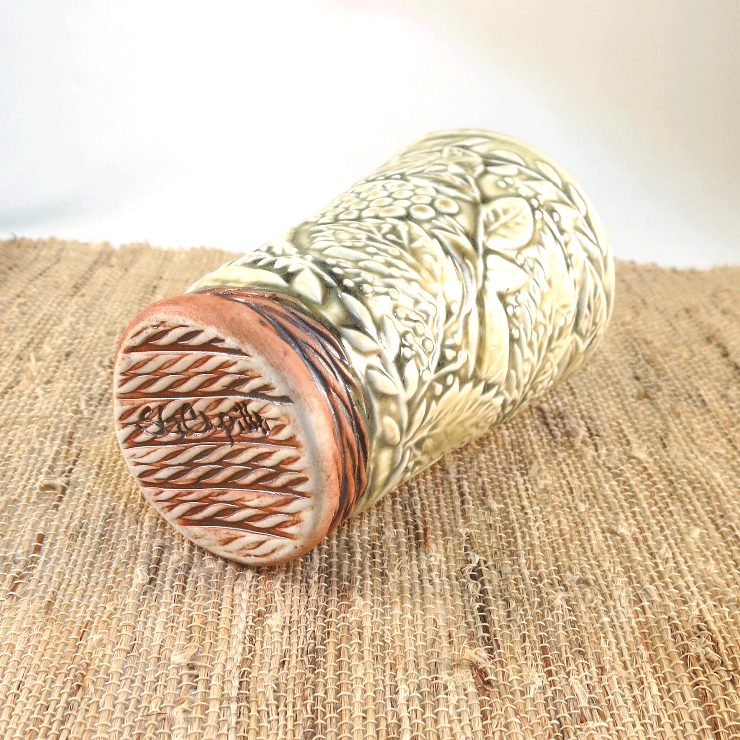 Light Green Pottery Berry Wine Tumbler, Handmade Natural Organic ...