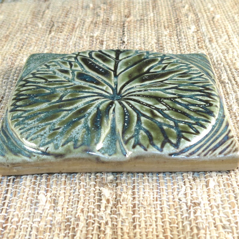 Wall Art - Waterlily - Ceramic Tile - Handmade Wall Hanging - Green ...