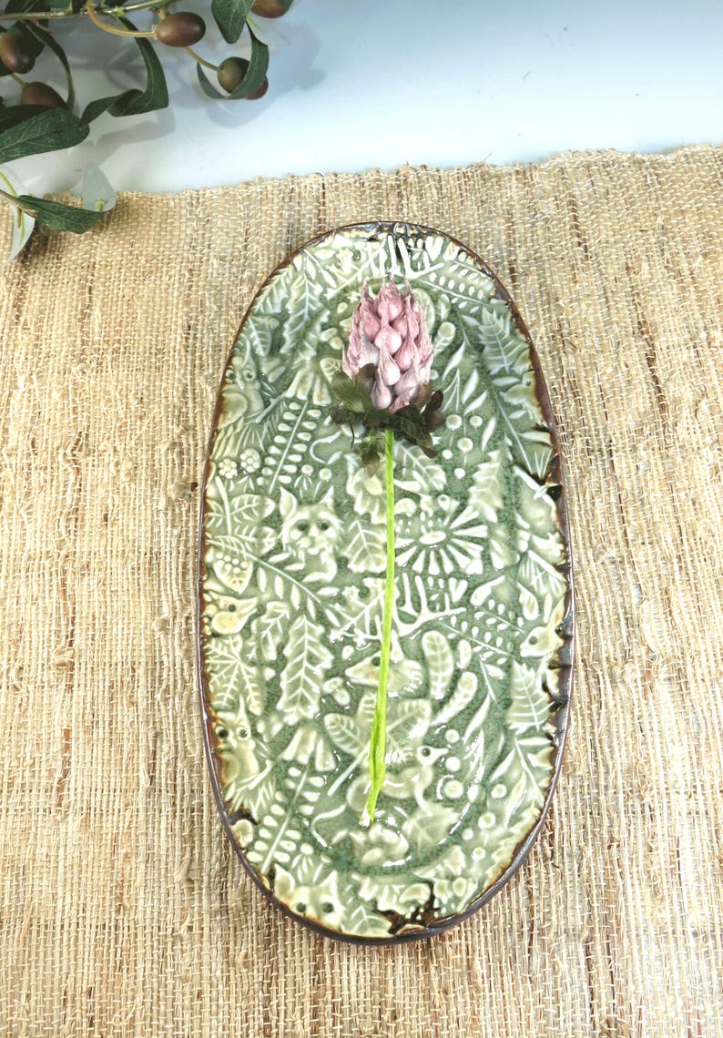 Woodland Animals Celadon Green Porcelain Tray, Handmade Serving Dish - Etsy