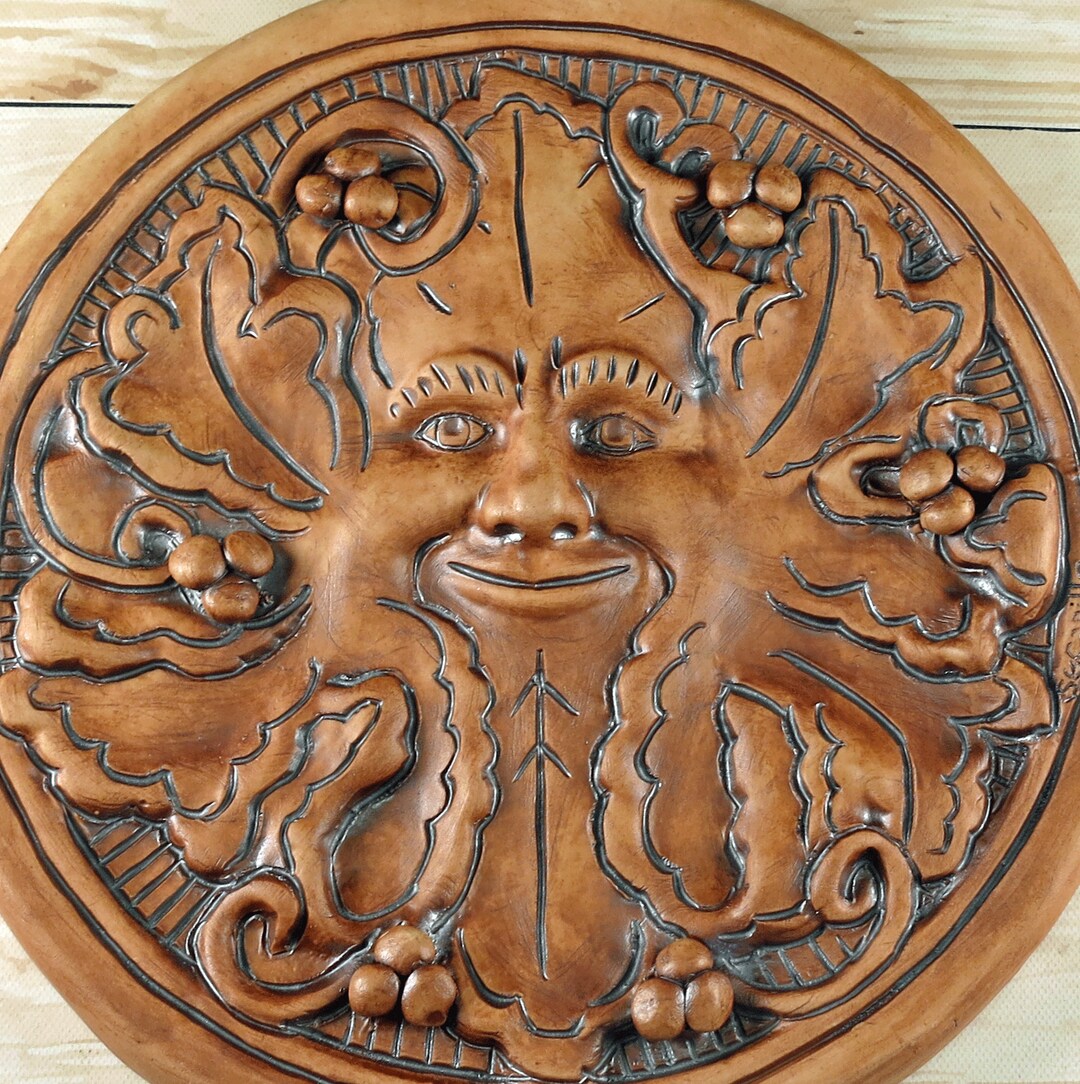 Porcelain Greenman Garden Plaque Sculpture of a Mythical Face - Etsy