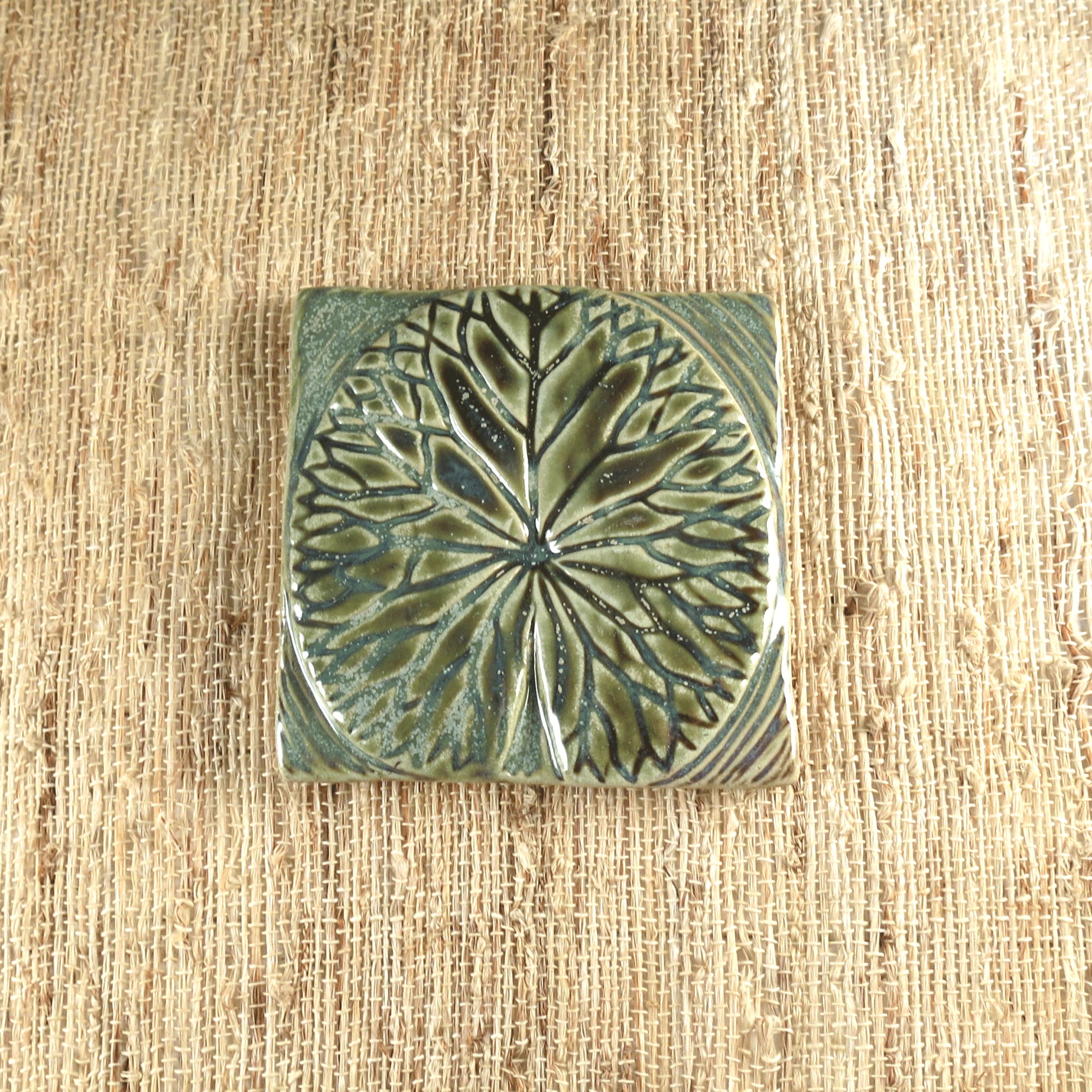Wall Art - Waterlily - Ceramic Tile - Handmade Wall Hanging - Green ...