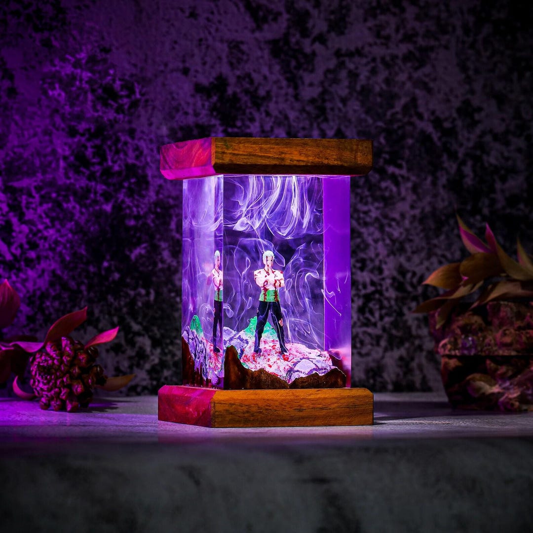 Roronoa Zoro Epoxy Resin Wood Lamp Night Light Unique Her Him Mom Dad ...