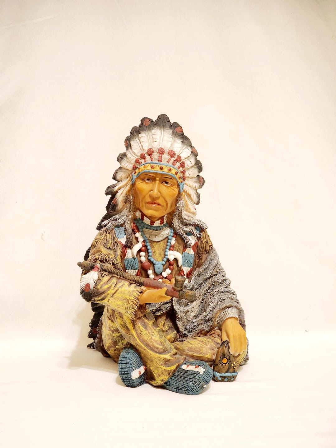 10'' H Indian Chief Sitting Statue Native American Decoration Figur - Etsy