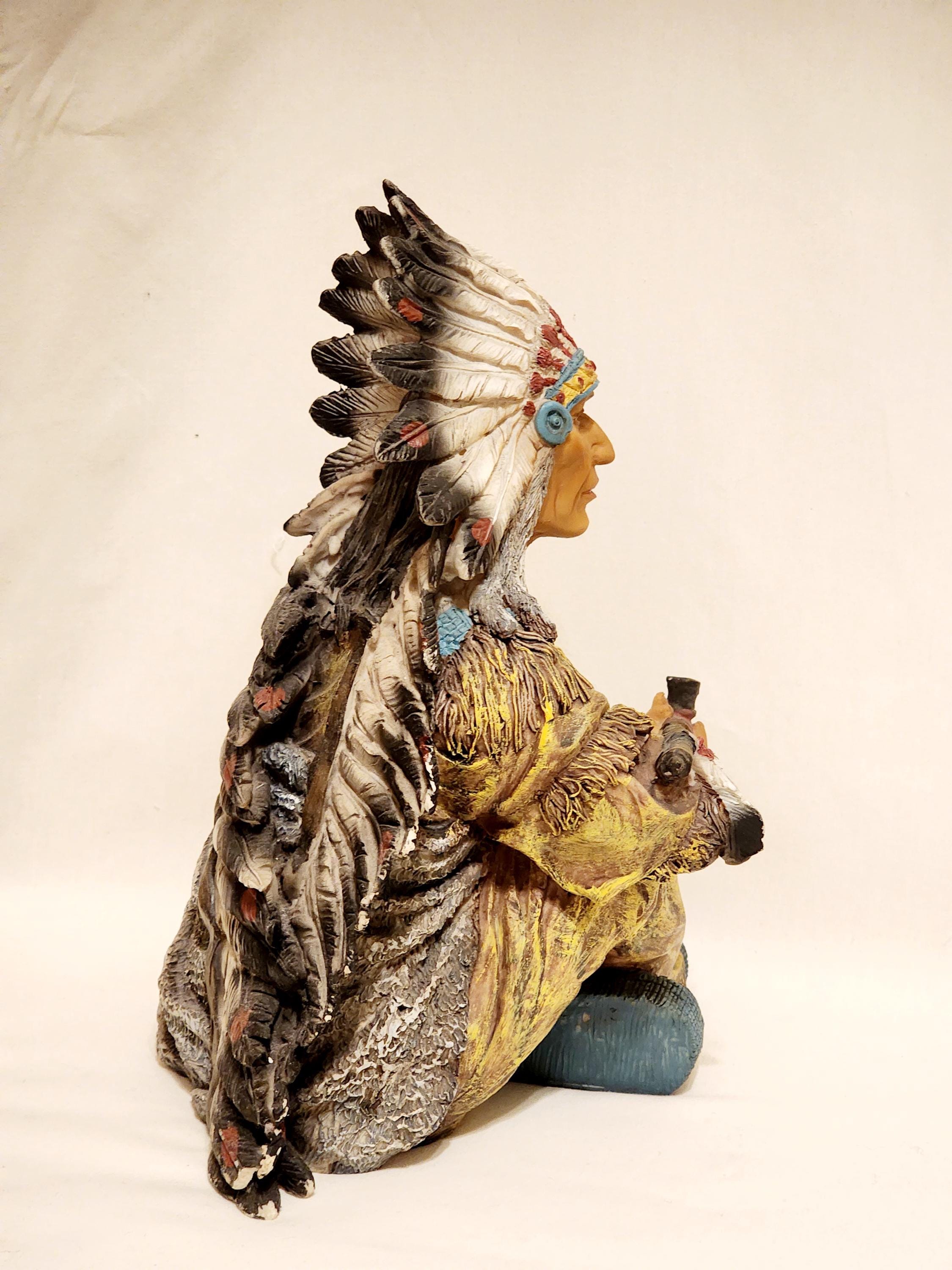 10'' H Indian Chief Sitting Statue Native American Decoration Figur - Etsy