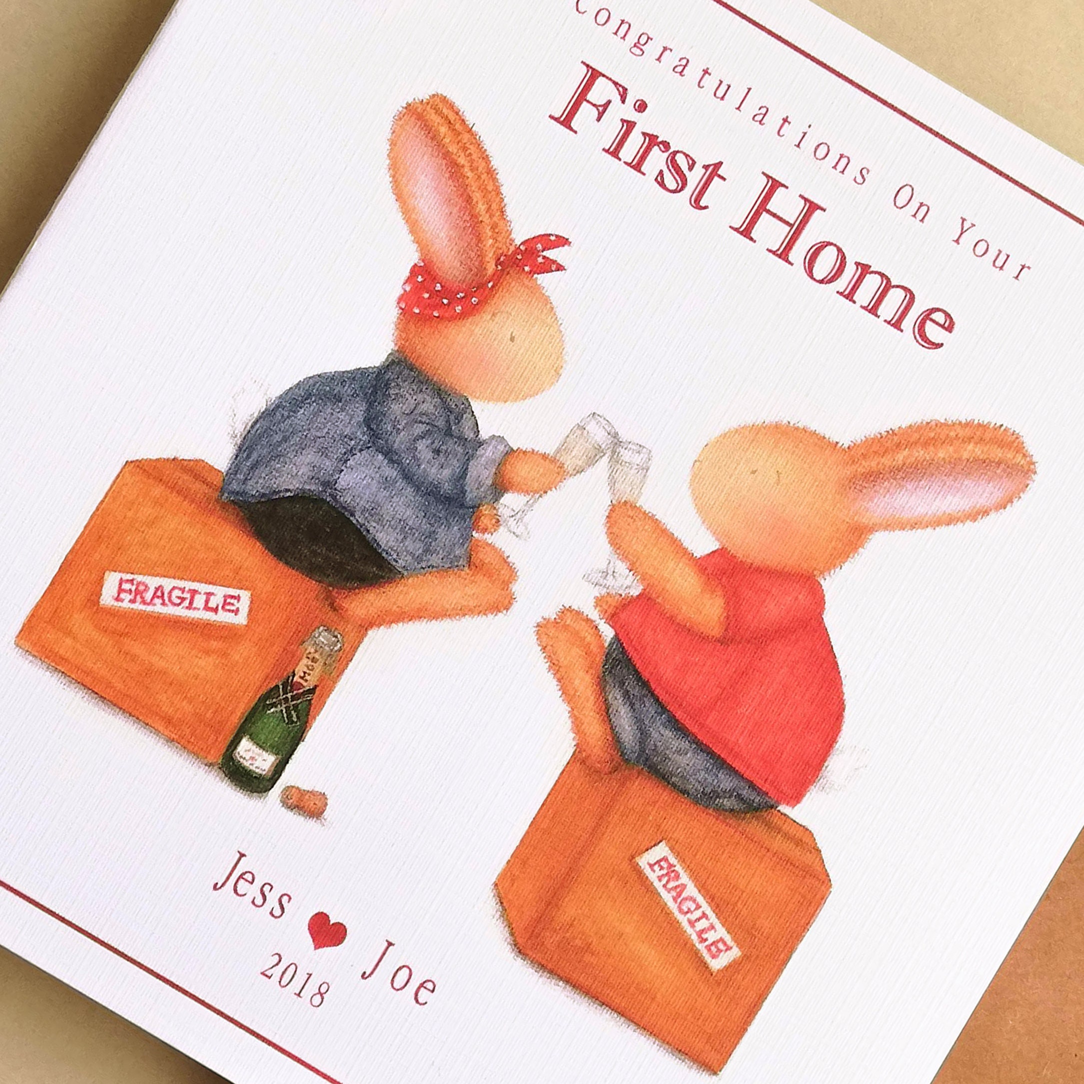Personalised First Home/new Home Card- Bobby Bunny and Friends ...
