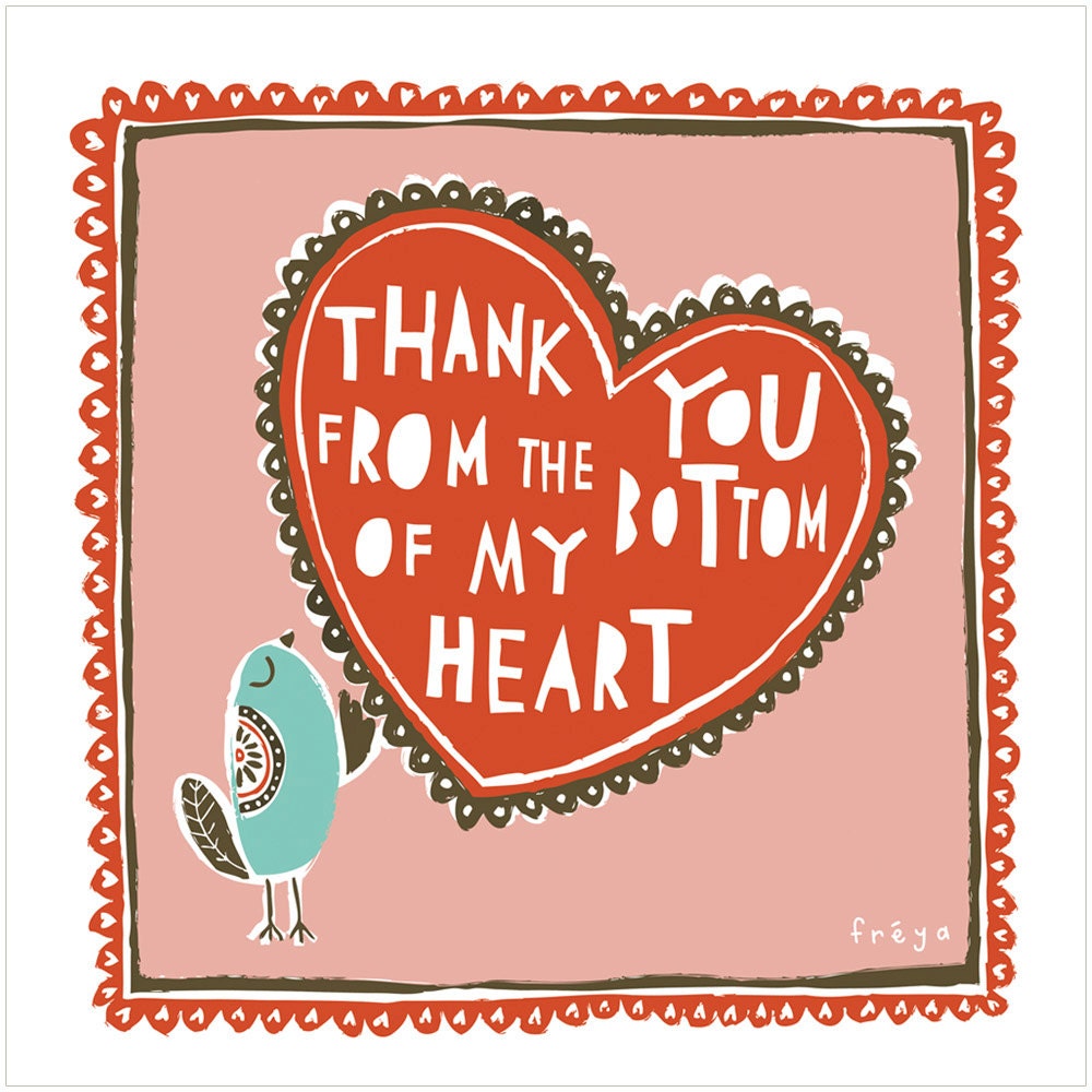 Thank You From The Bottom Of My Heart Greeting Card 1 25c Etsy